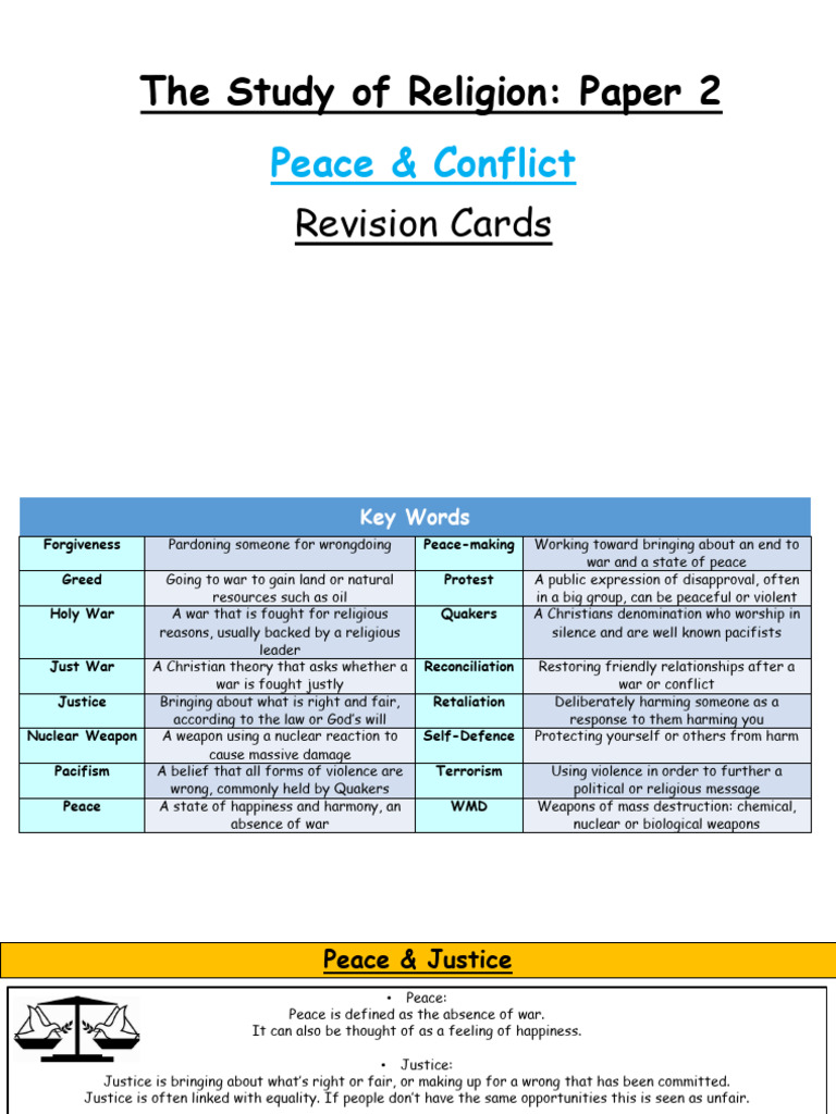 Revision Cards Theme D Peace Conflict | PDF | Social Science | Philosophy