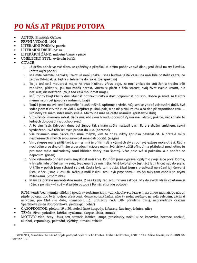 Li20 Po Nas at Prijde Potopa Rozbor | PDF