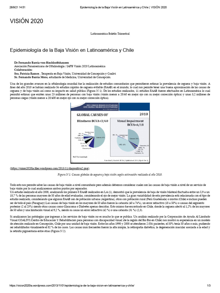 Epidemiología de la Baja Visión en Latinoamérica y Chile _ VISIÓN 2020 ...