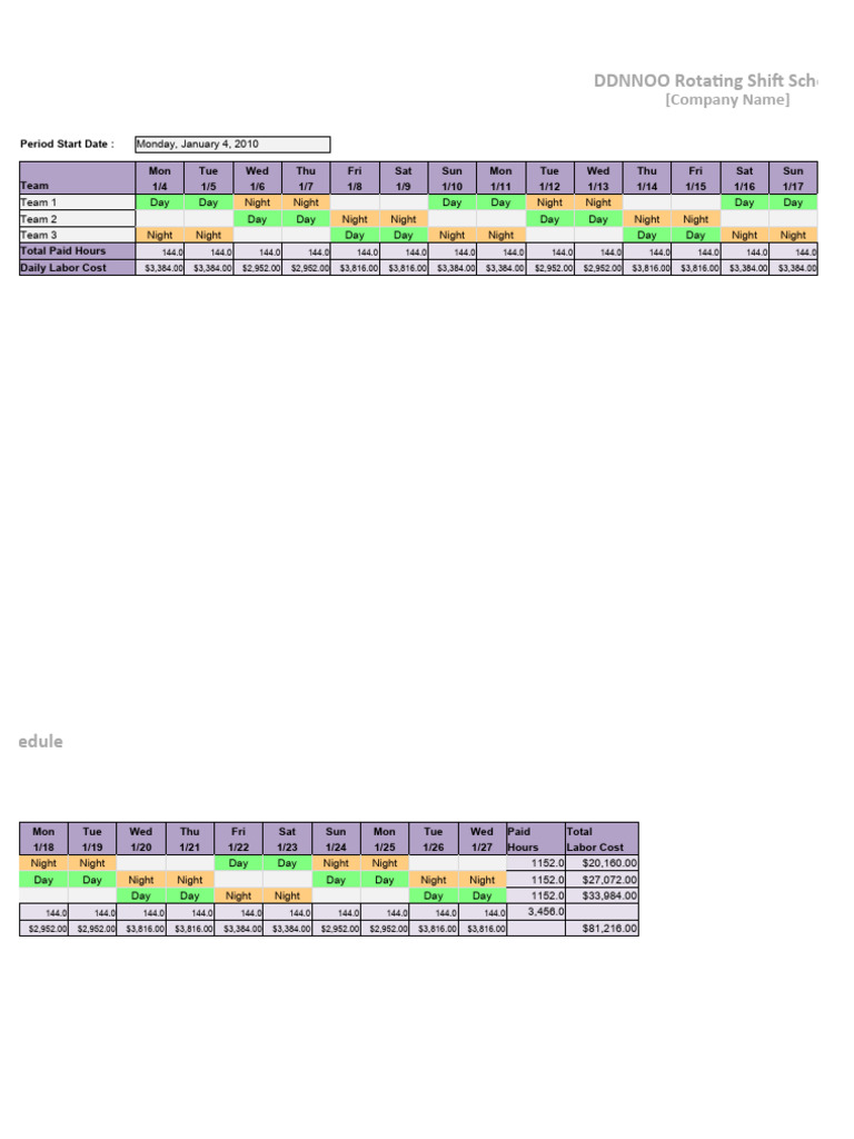 DDNNOO Rotating Shift Schedule1 | PDF