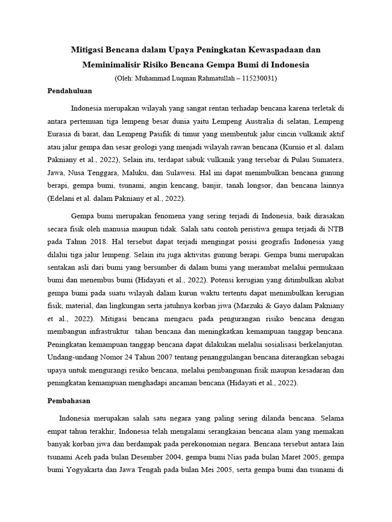 Mitigasi Bencana Dalam Upaya Peningkatan Kewaspadaan Dan Meminimalisir ...