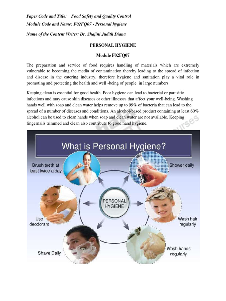 Personal Hygiene | PDF | Hygiene | Hand Washing