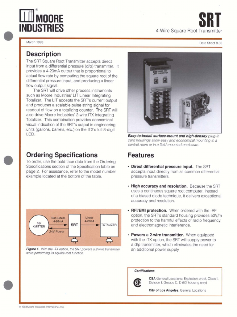 SRT Datasheet Moore Industries | PDF