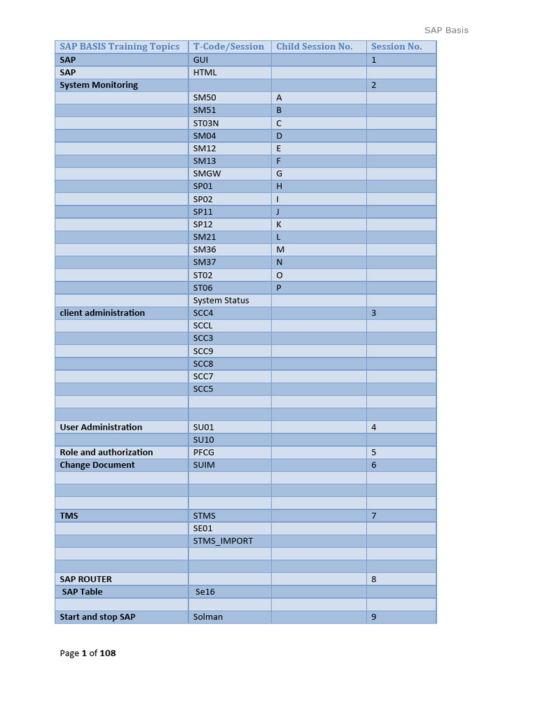SAP BASIS USER Training Document | PDF | Databases | Graphical User Interfaces