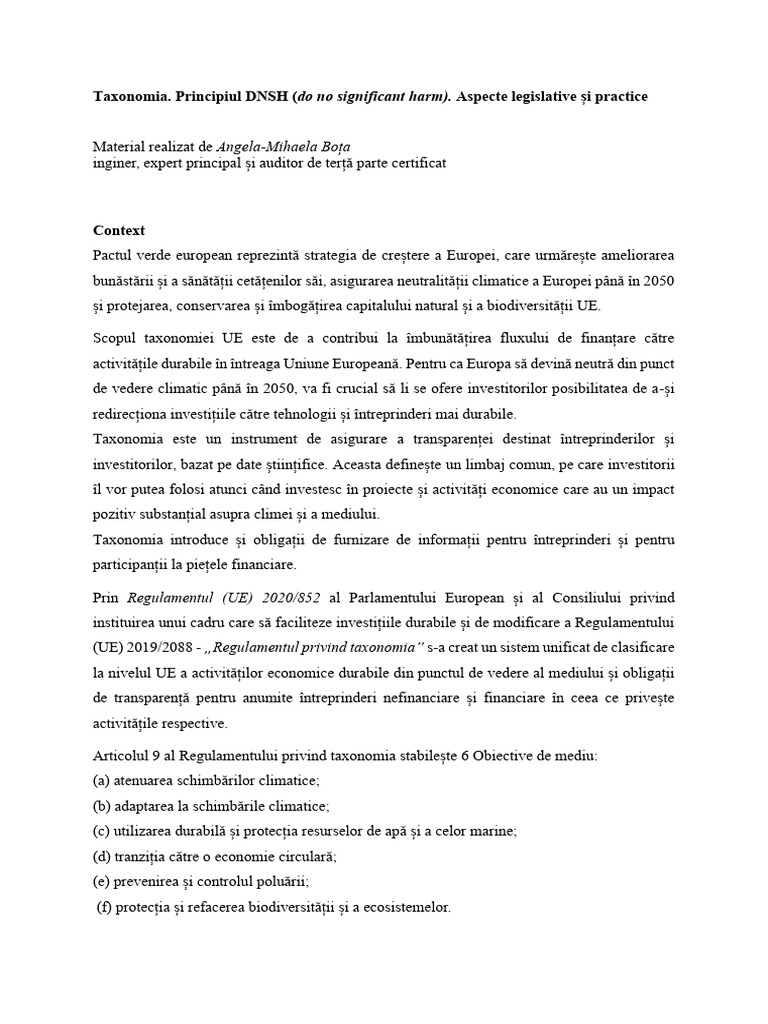 Principiul DNSH - Prezentare | PDF