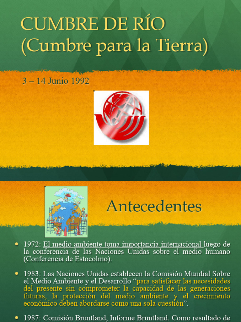 Cumbre Río 1992: Desarrollo Sostenible | PDF | Desarrollo sostenible ...
