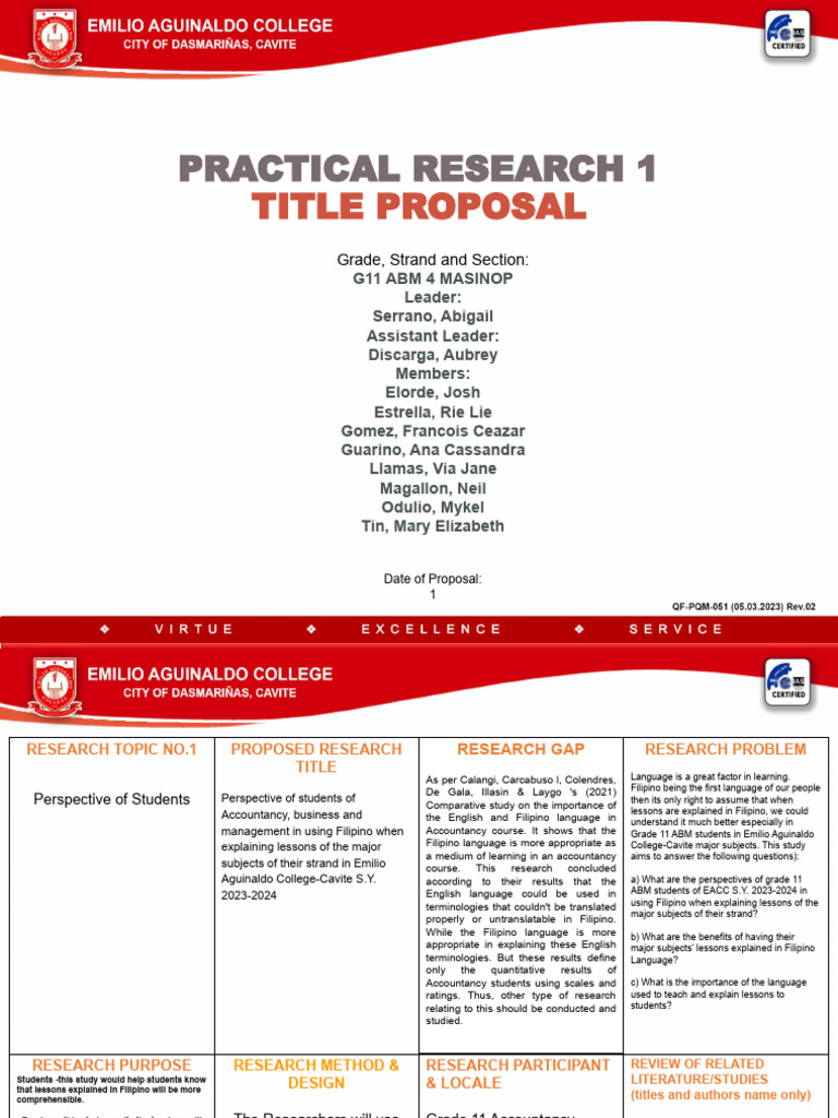 Title Proposal Template | PDF | Qualitative Research | Teachers
