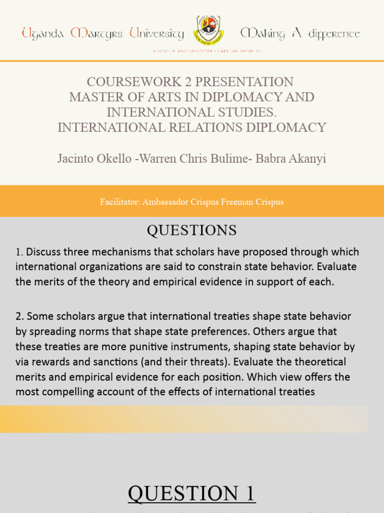 Coursework Presentation - Diplomacy | PDF | Institution | Treaty
