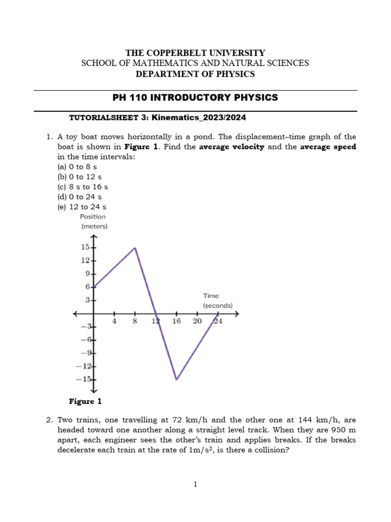 PH 110 Tutorial 3 - Kinematics - 2024 | PDF