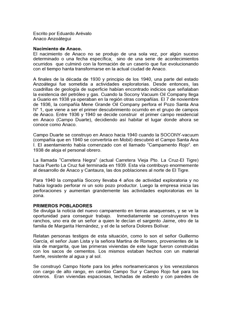 Historia de Anaco | PDF