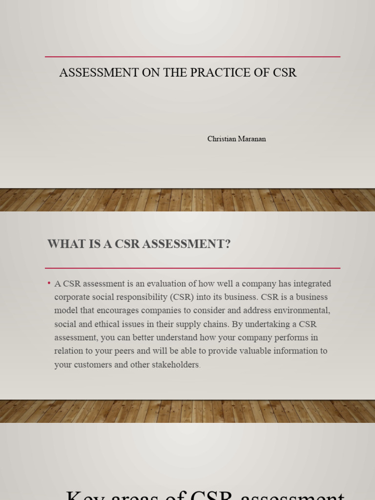 Assessment On The Practice of CSR | PDF