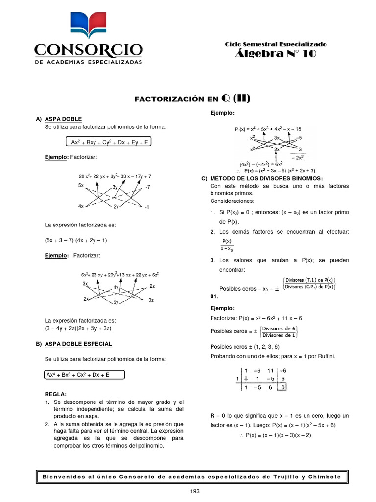 Práctica de factorización #10 | PDF