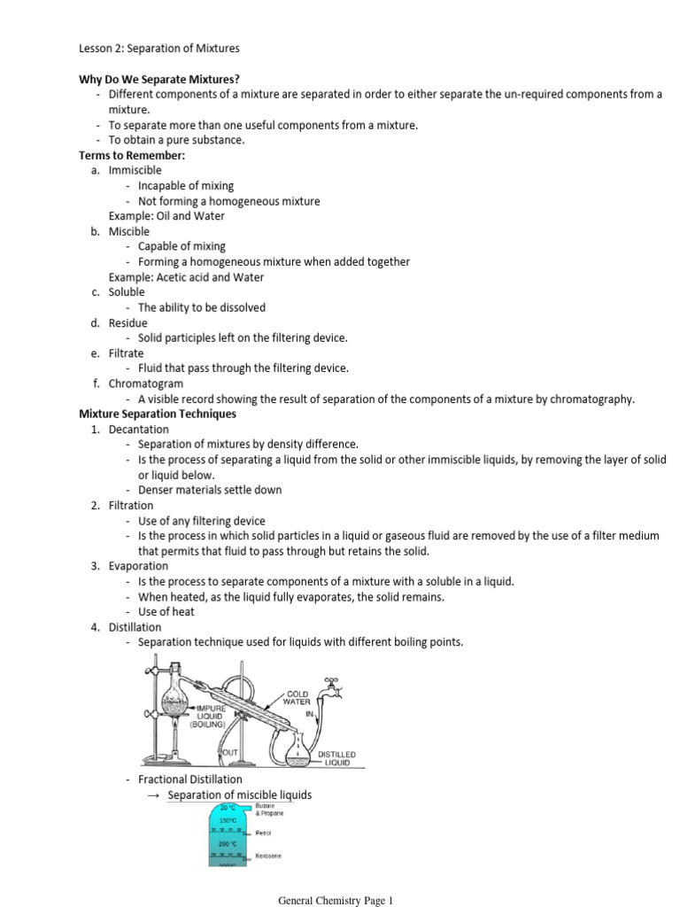 Lesson 2 and 3 | PDF | Mixture | Filtration