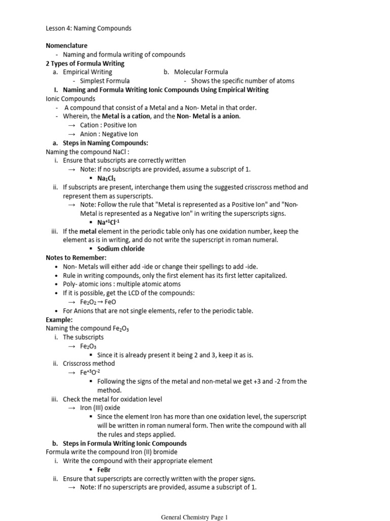 Lesson 4 Naming Compounds | PDF | Chemical Compounds | Ion