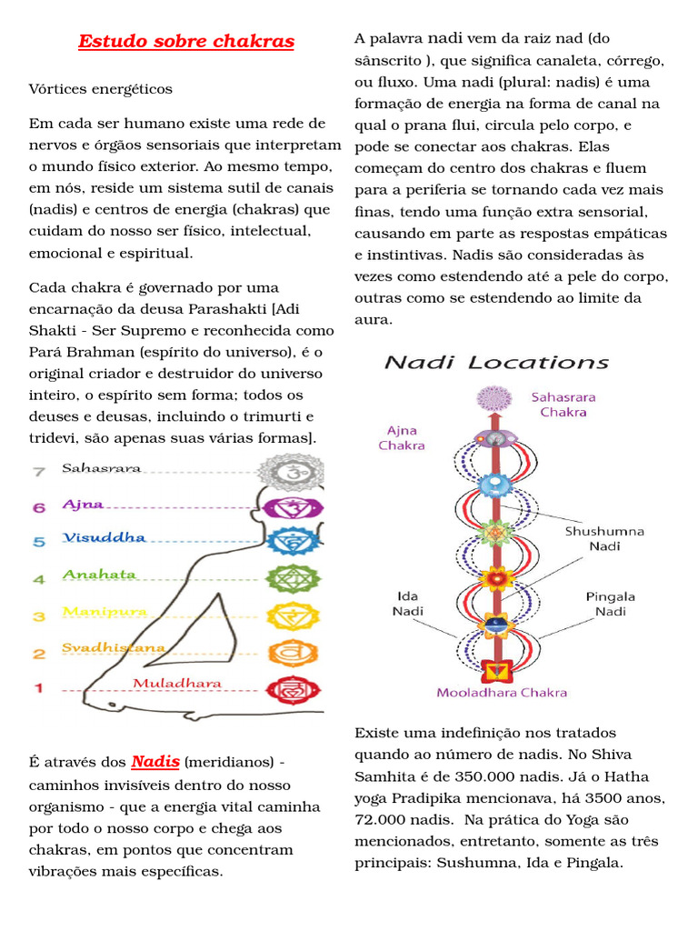 Estudo dos Chakras e Nadis Energéticos | PDF
