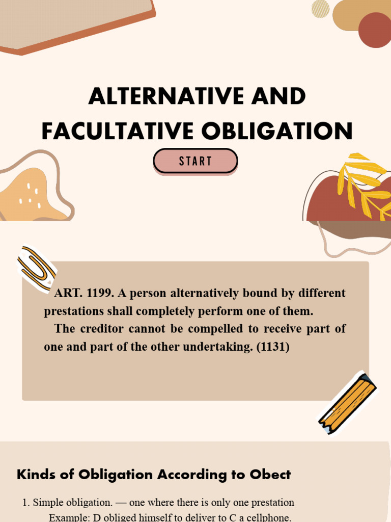 Alternative and Facultative Obligation | PDF | Legal Liability | Indemnity