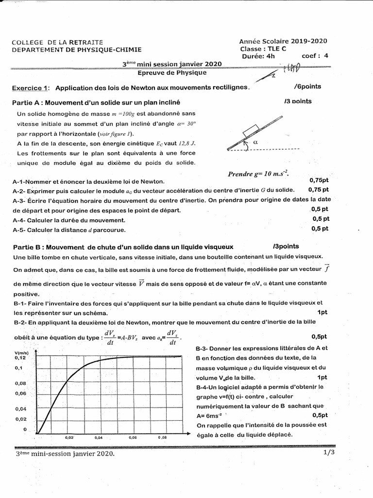 Physique TleC Eval3 | PDF