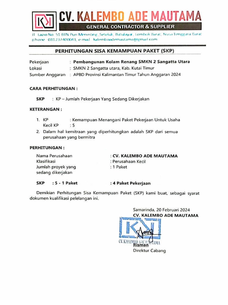 Perhitungan Sisa Kemampuan Paket | PDF