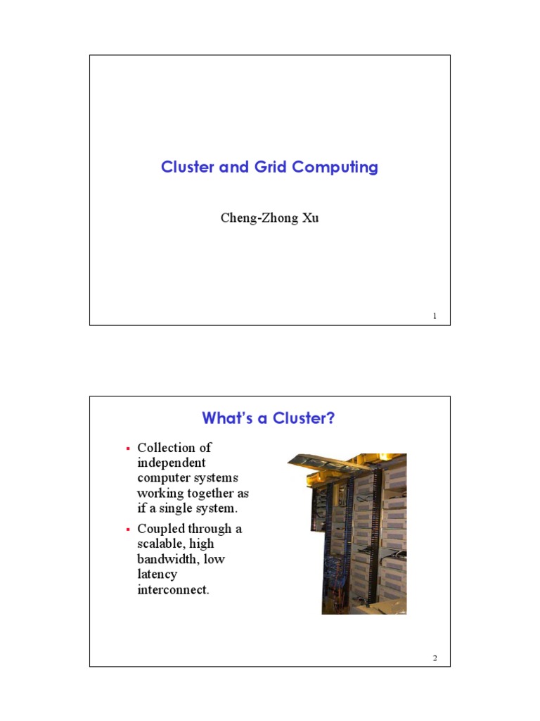 Cluster And Grid Computing Pdf Computer Cluster Parallel Computing