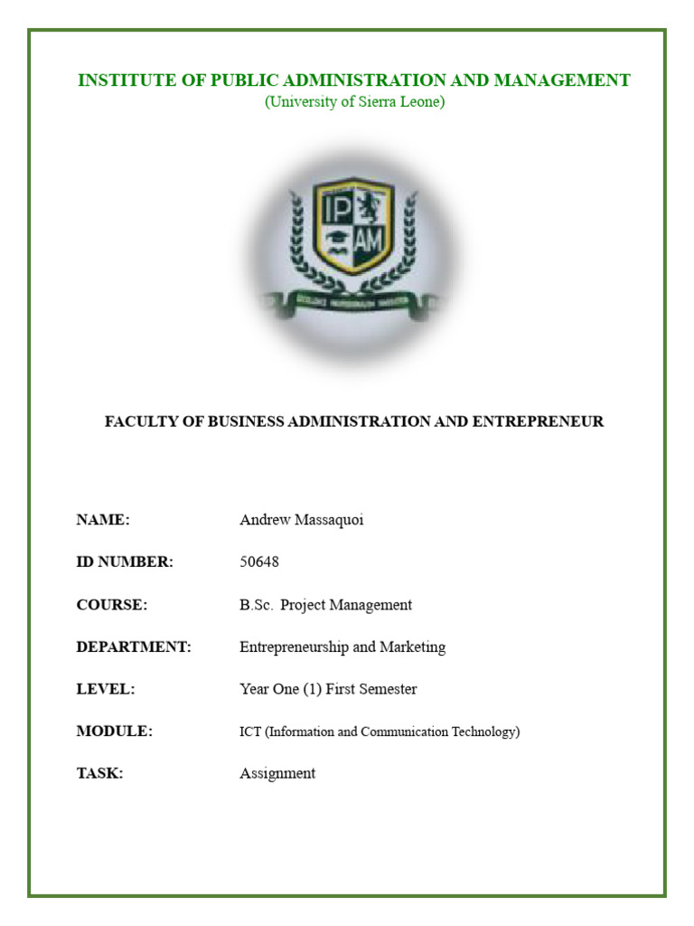 Institute of Public Administration and Management: (University of ...