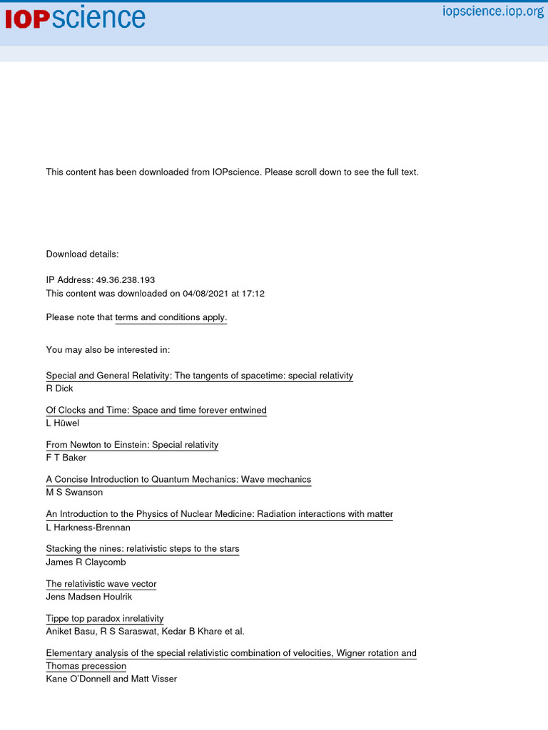 Relativity Text Book Bits | PDF