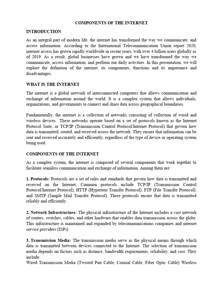 Components of The Internet | Download Free PDF | Internet | Computer ...