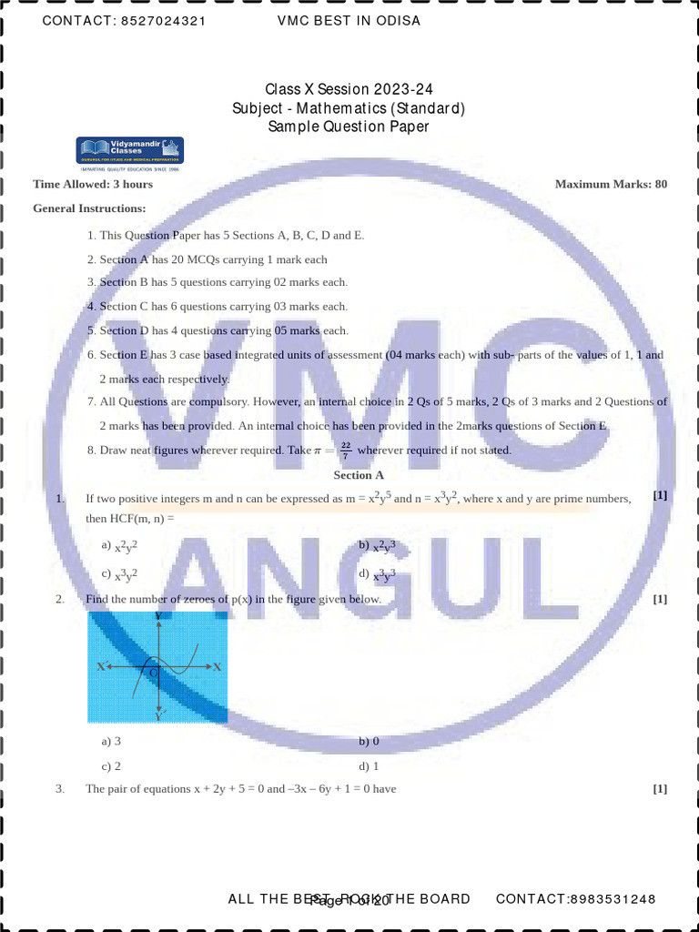 MATHS SAMPLE PAPER CLASS 10TH | PDF
