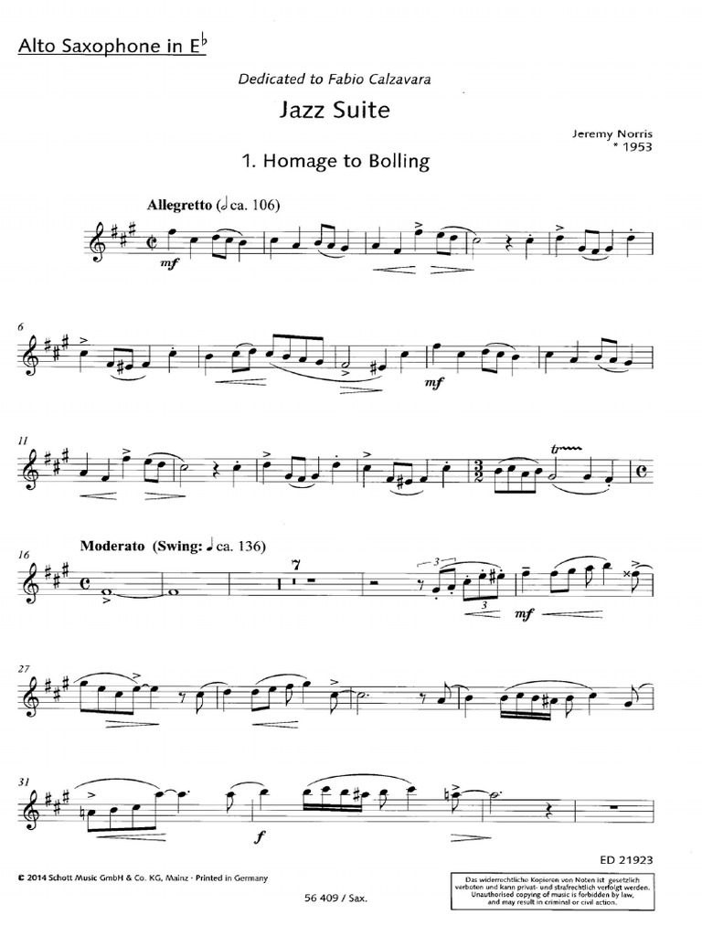 Jeremy Norris - Jazz Suite (Alto Sax) | PDF