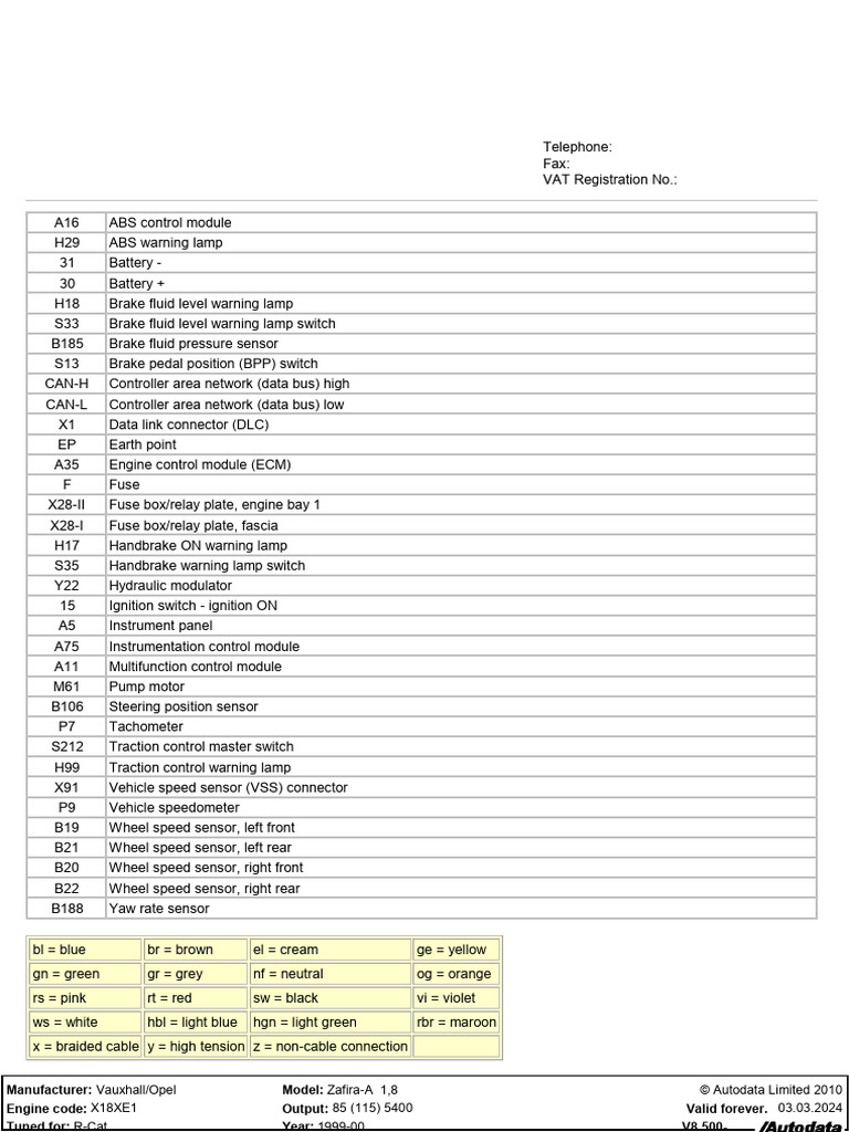 Opel Zafira-A Wiring Diagram Guide | PDF