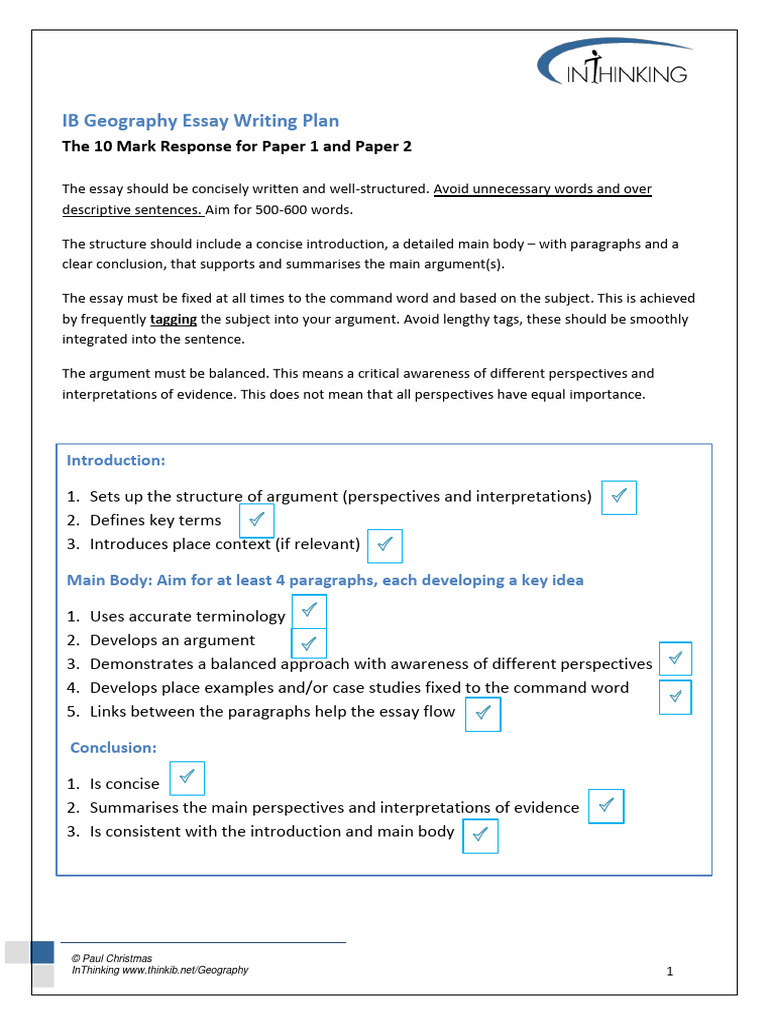 10 Mark IB Geography Essays - Paper 1 and 2 | PDF