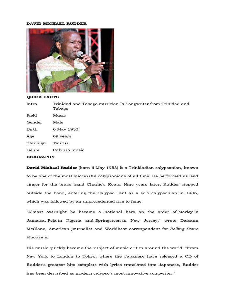 David Michael Rudder | PDF