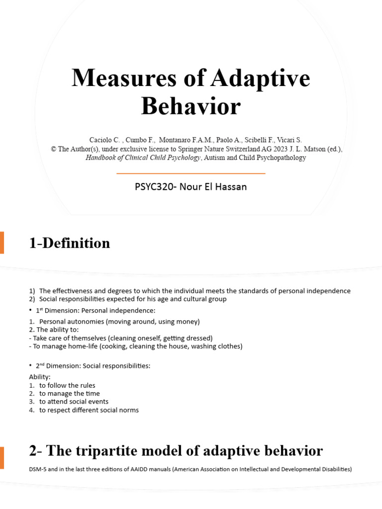 Understanding Adaptive Behavior Measures | PDF