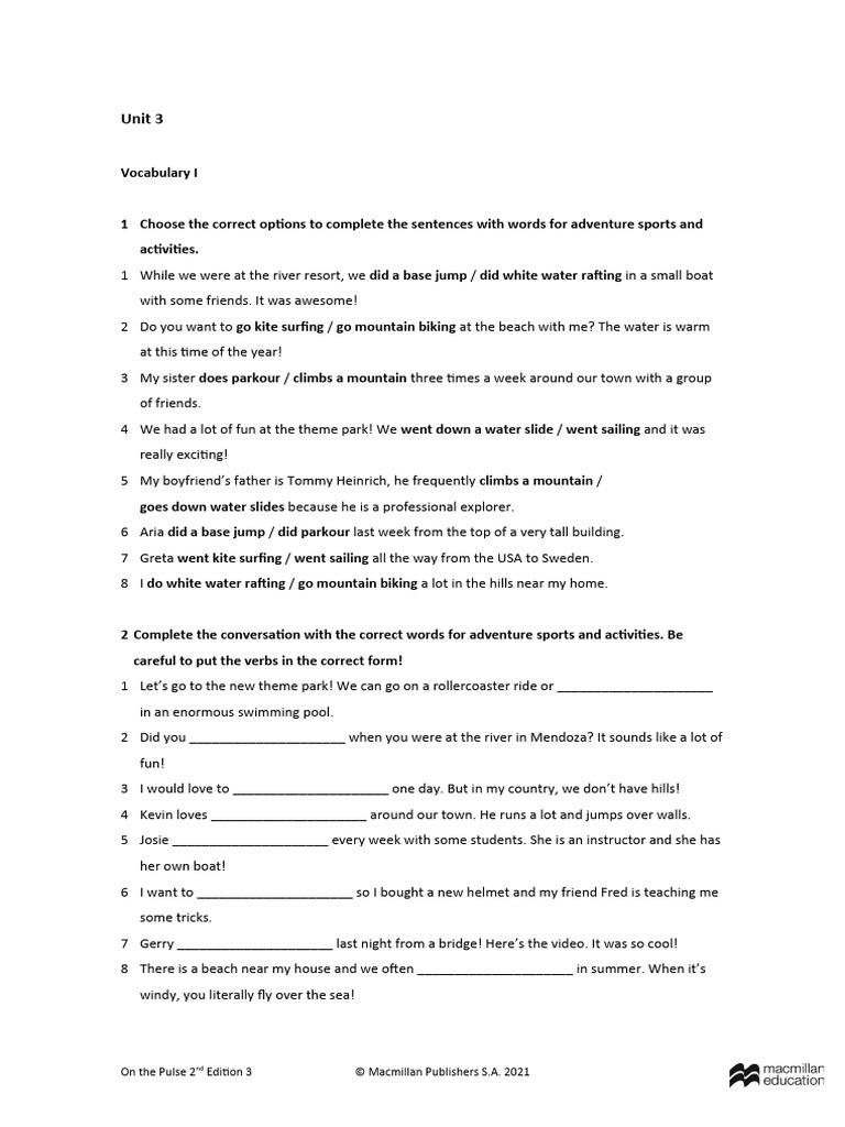 OTP2 Level 3 U3 Test Activity Bank | PDF