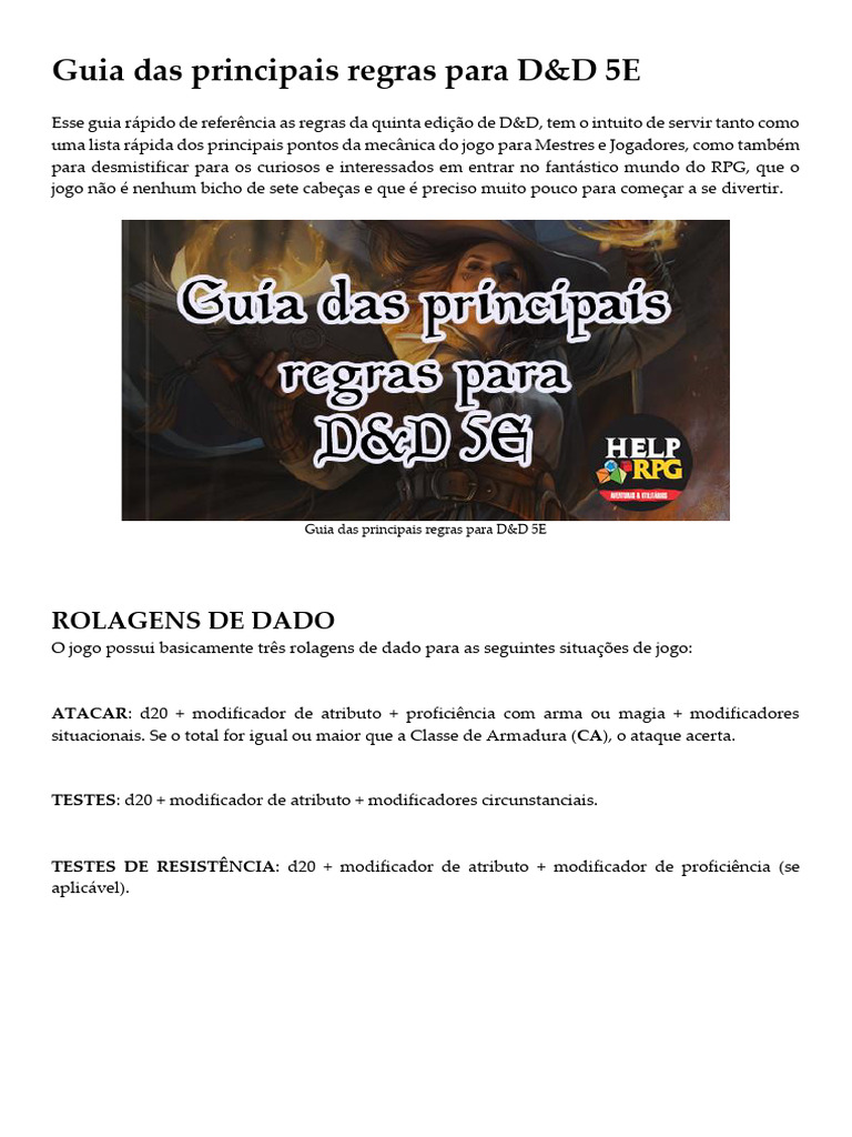 Guia Das Principais Regras para D&D | PDF | Dungeons & Dragons (jogo ...