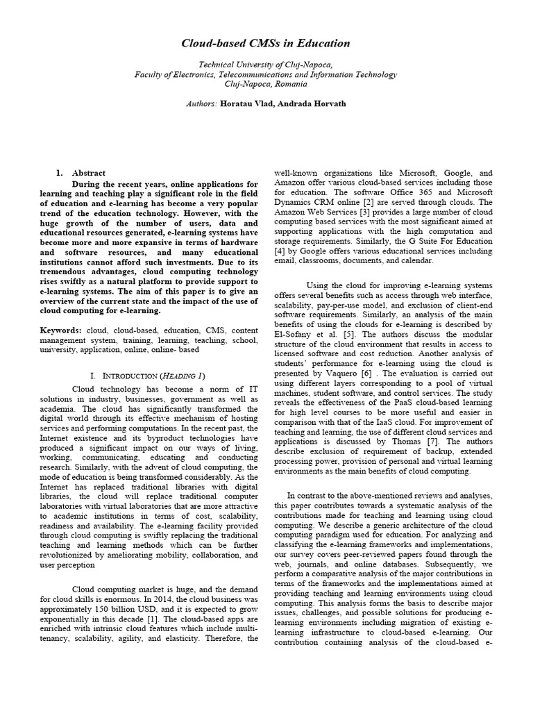 Cloud Based Cmss In Education Pdf