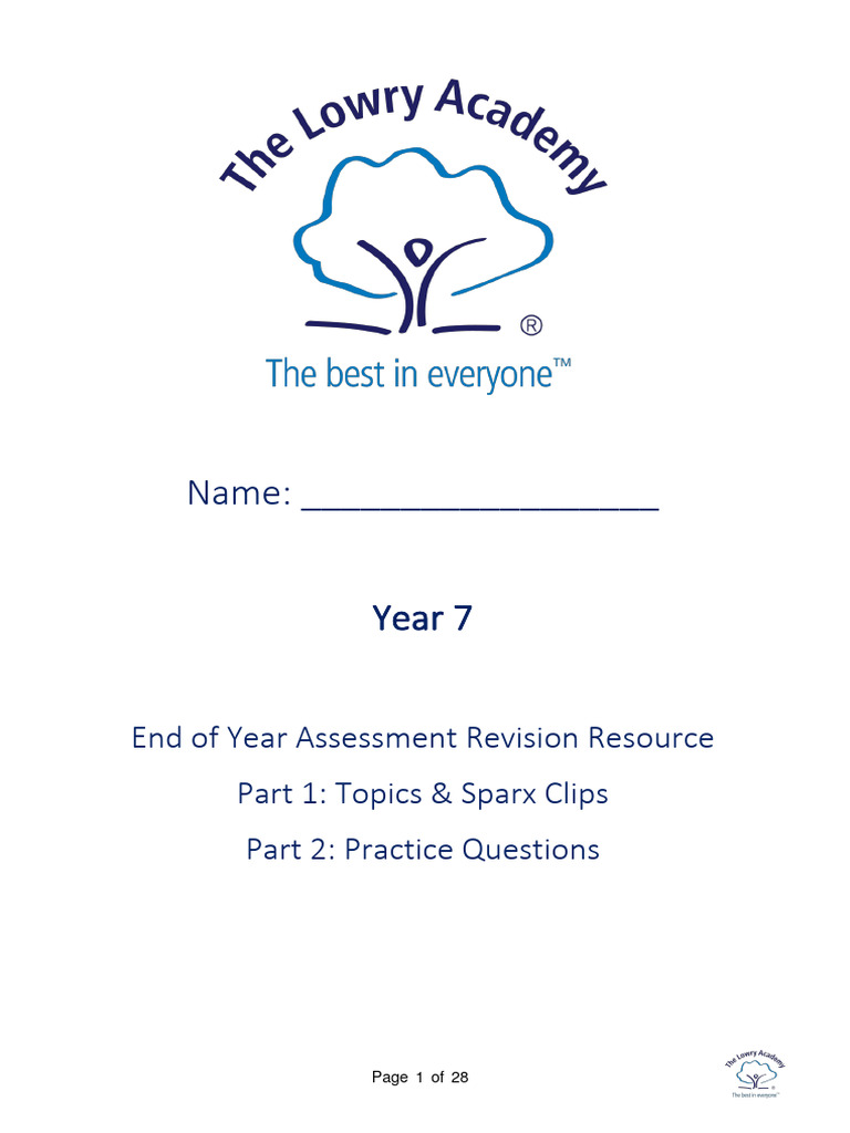 Y7 Maths Revision booklet | PDF | Area | Mathematics