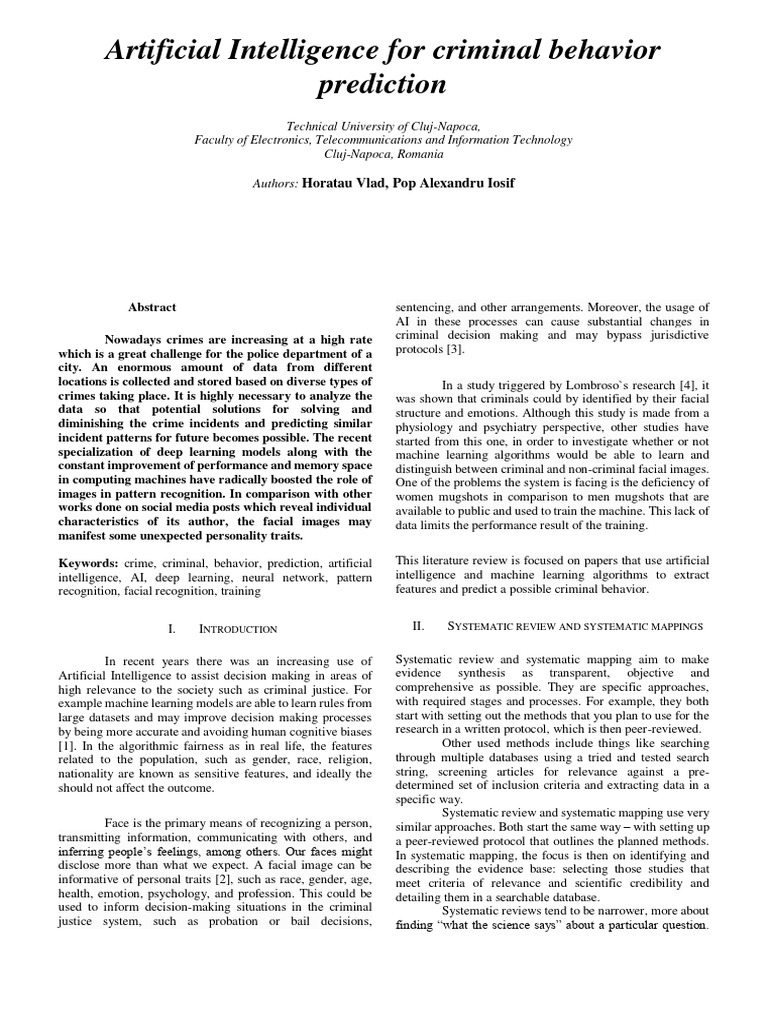Ai For Criminal Behaviour Prediction Pdf Artificial Neural Network Artificial Intelligence