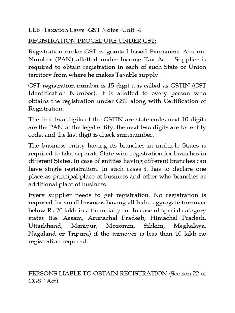 LLB GST Notes Unit-4 | PDF