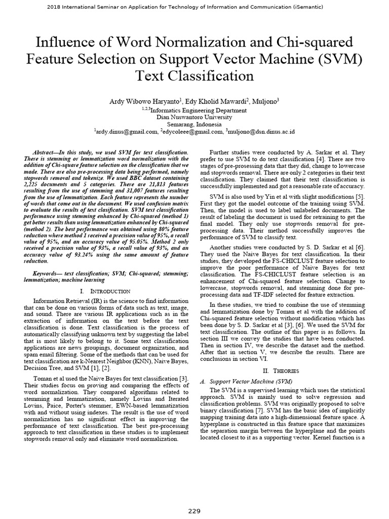 Influence of Word Normalization and Chi-Squared - Scopus | PDF ...