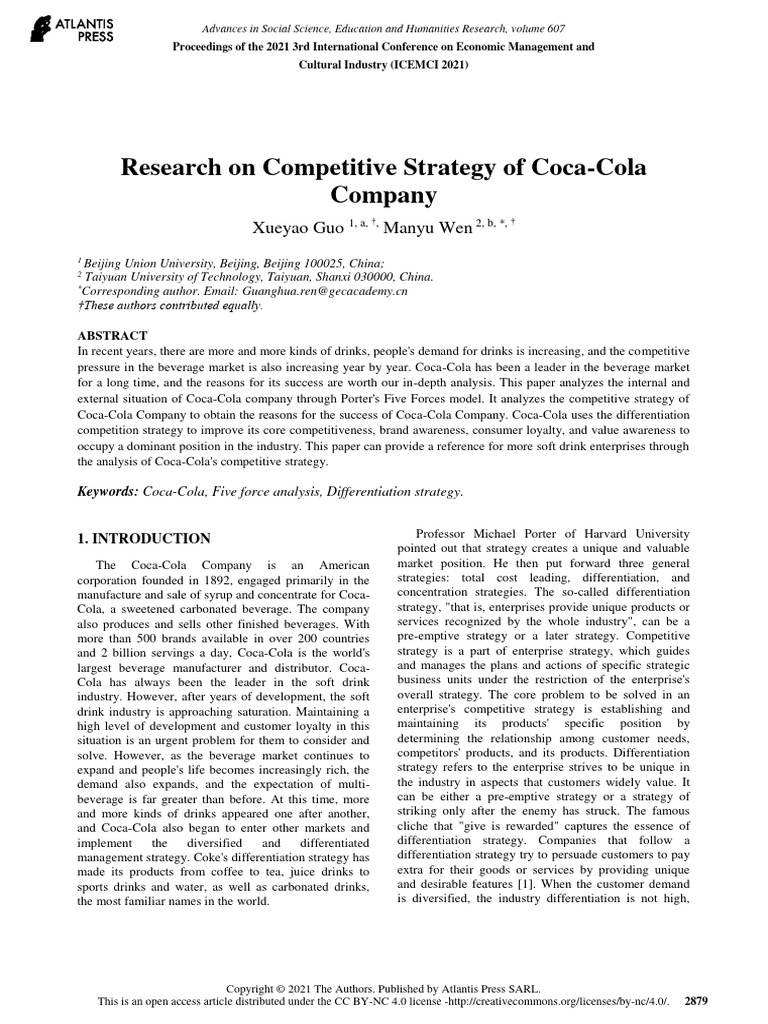 Research On Competitive Strategy of Coca-Cola Comp | PDF | Strategic ...