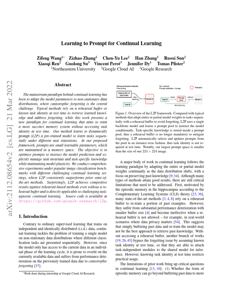 Learning To Prompt For Continual Learning | PDF | Learning | Memory Learning To Prompt For Continual Learning | PDF | Learning | Memory
