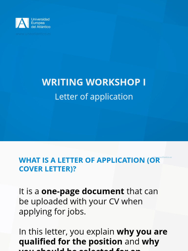 1st Writing Workshop - Letter of Application | PDF | Human Communication