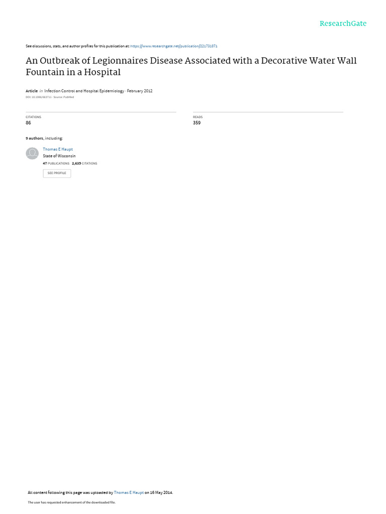 Legionnaires Disease Outbreak in Hospital | PDF | Patient | Clinical ...