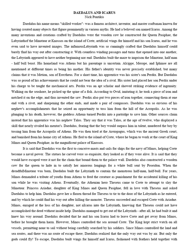 Daedalus and Icarus | PDF