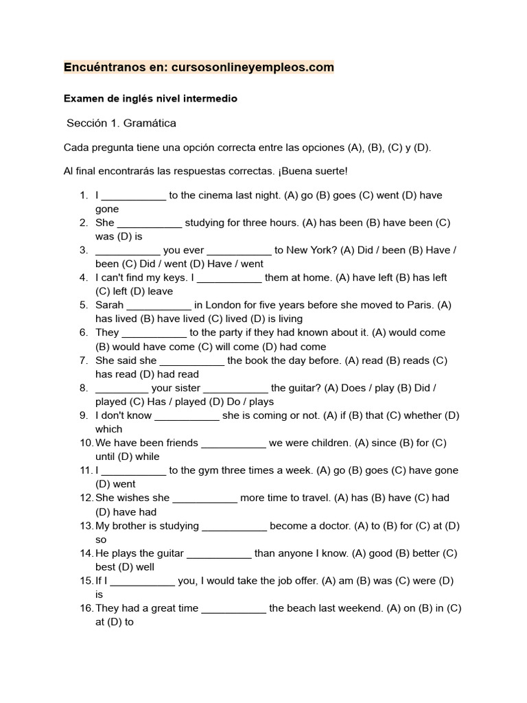 Examen de Inglés Nivel Intermedio | PDF | Industrial Revolution | Factory
