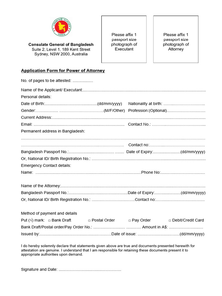 Application Form For Power of Attorney | PDF | Service Industries ...