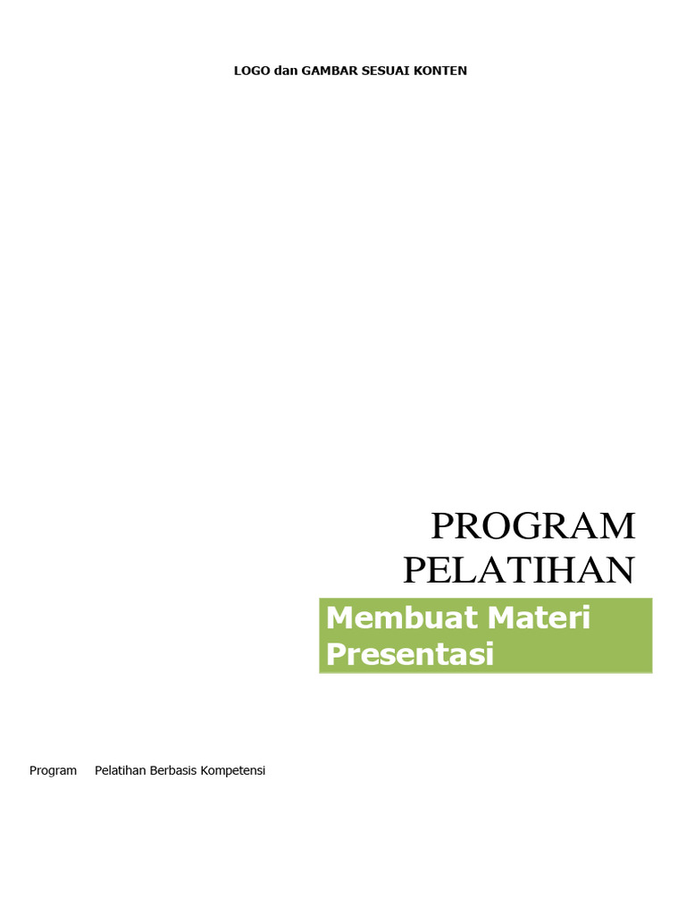 Contoh BUKTI 3. Program Pelatihan | PDF