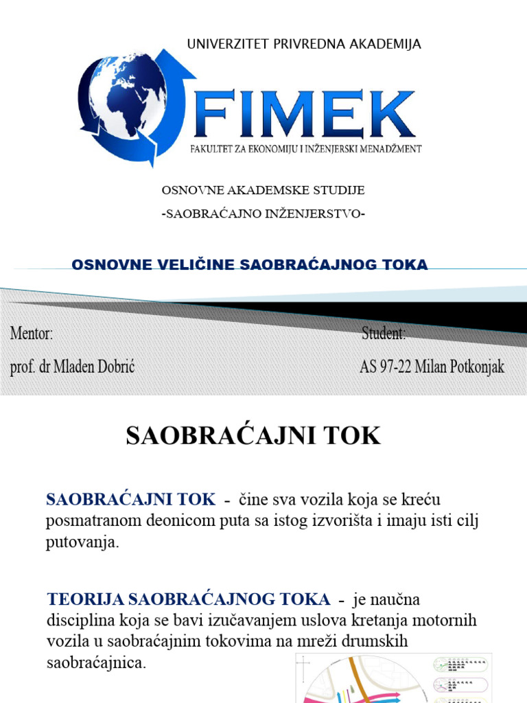 Osnovni Parametri Saob. Toka (Prezentacija) | PDF