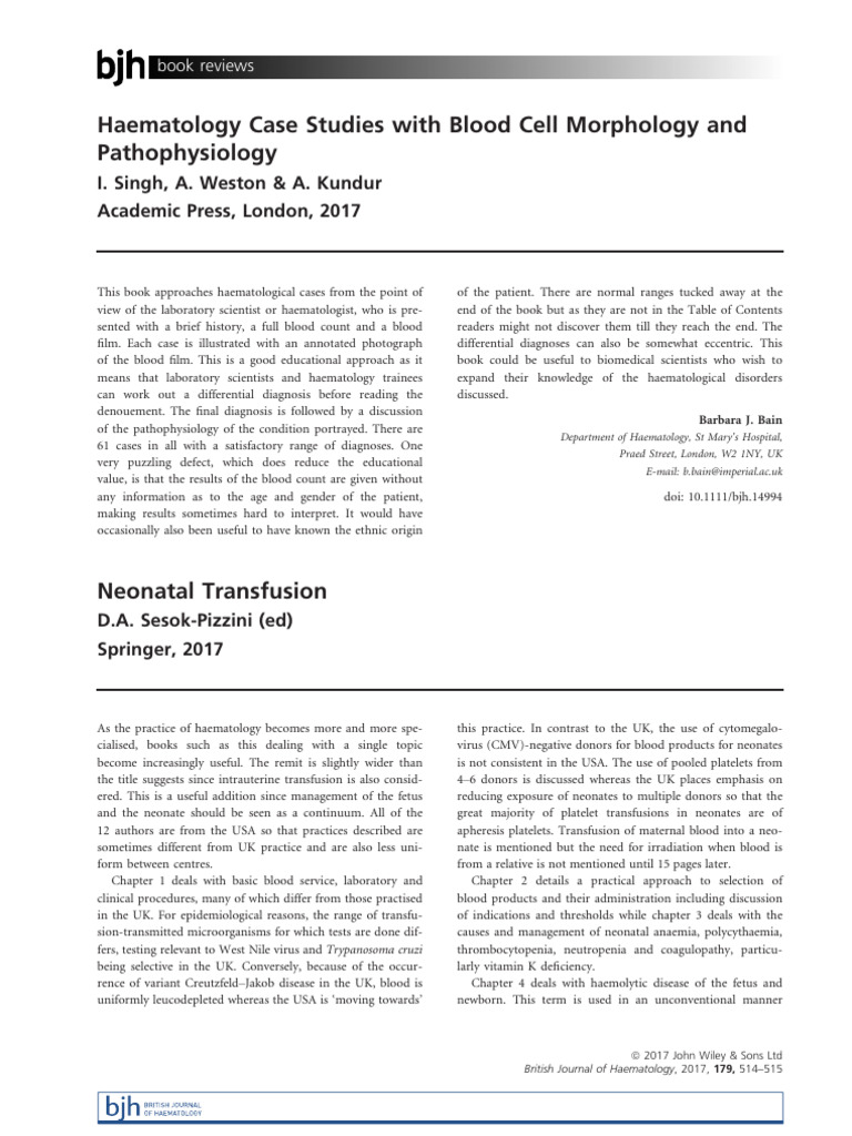 Haematology Case Studies with Blood Cell Morphology and Pathophysiology ...