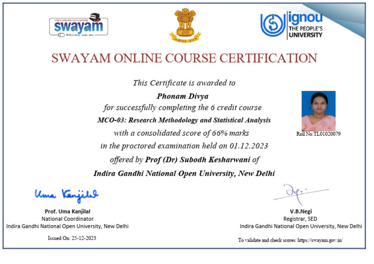 SWAYAM Research Methodology Certificate | PDF